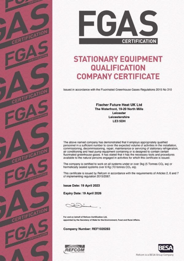 Accreditations | Fischer Future Heat